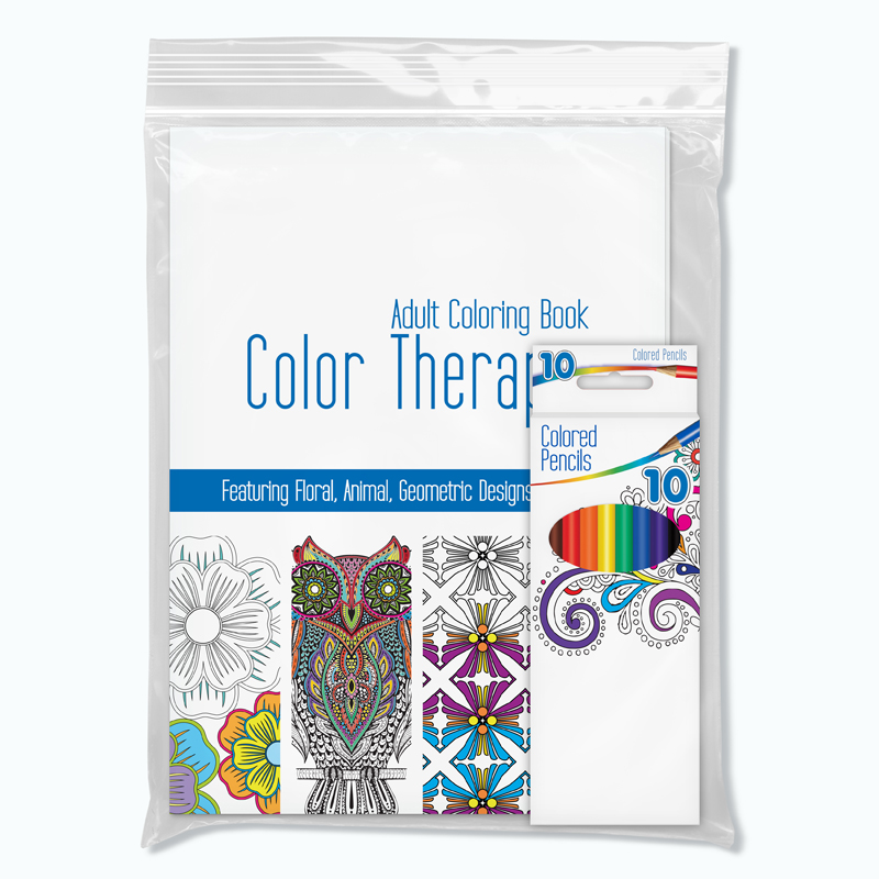 Color Therapy® 24 Page Adult Coloring Book & Colored Pencil Set ...